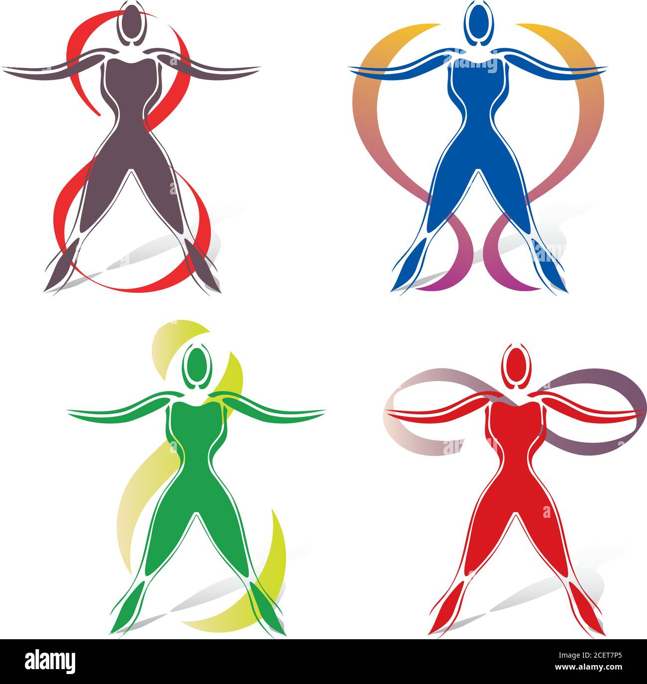 Set of Body Icons with Infinity Symbol - Various Colors - Sports and ...
