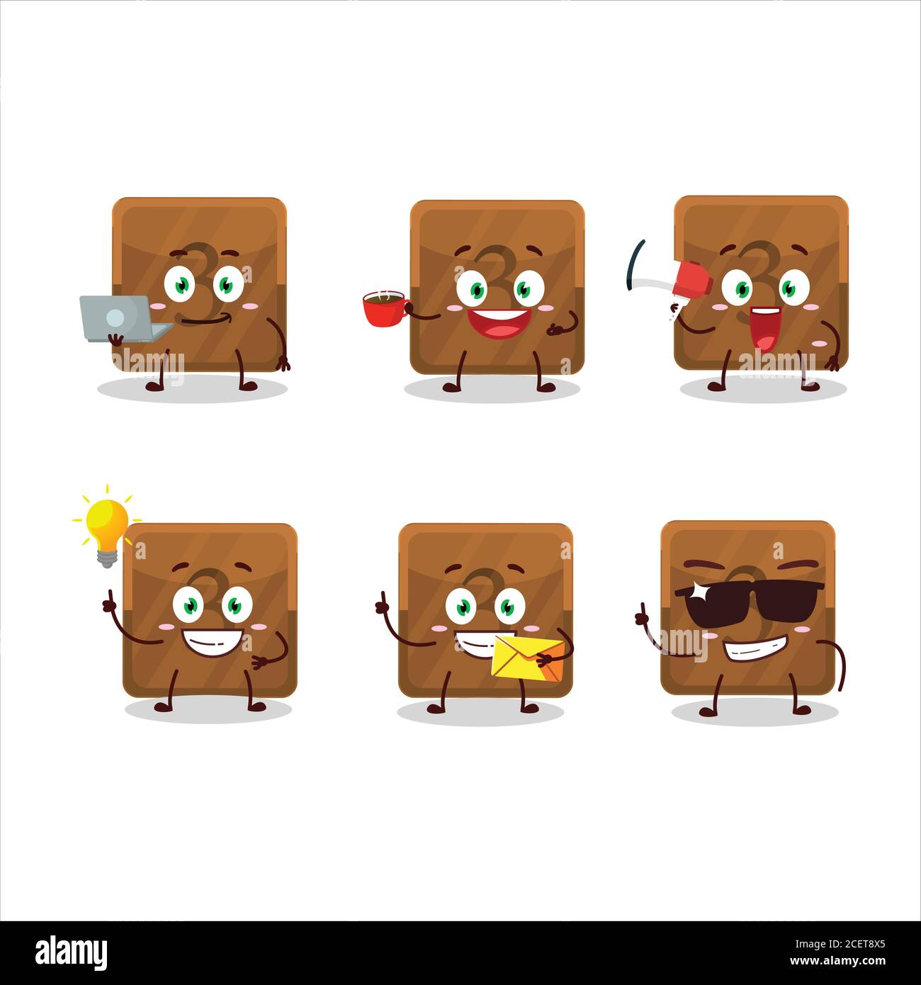 Third first button cartoon character with various types of business ...