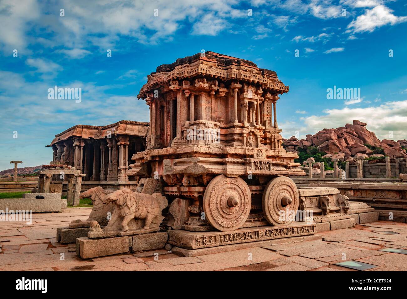 hampi stone chariot the antique stone art piece from unique angle with ...