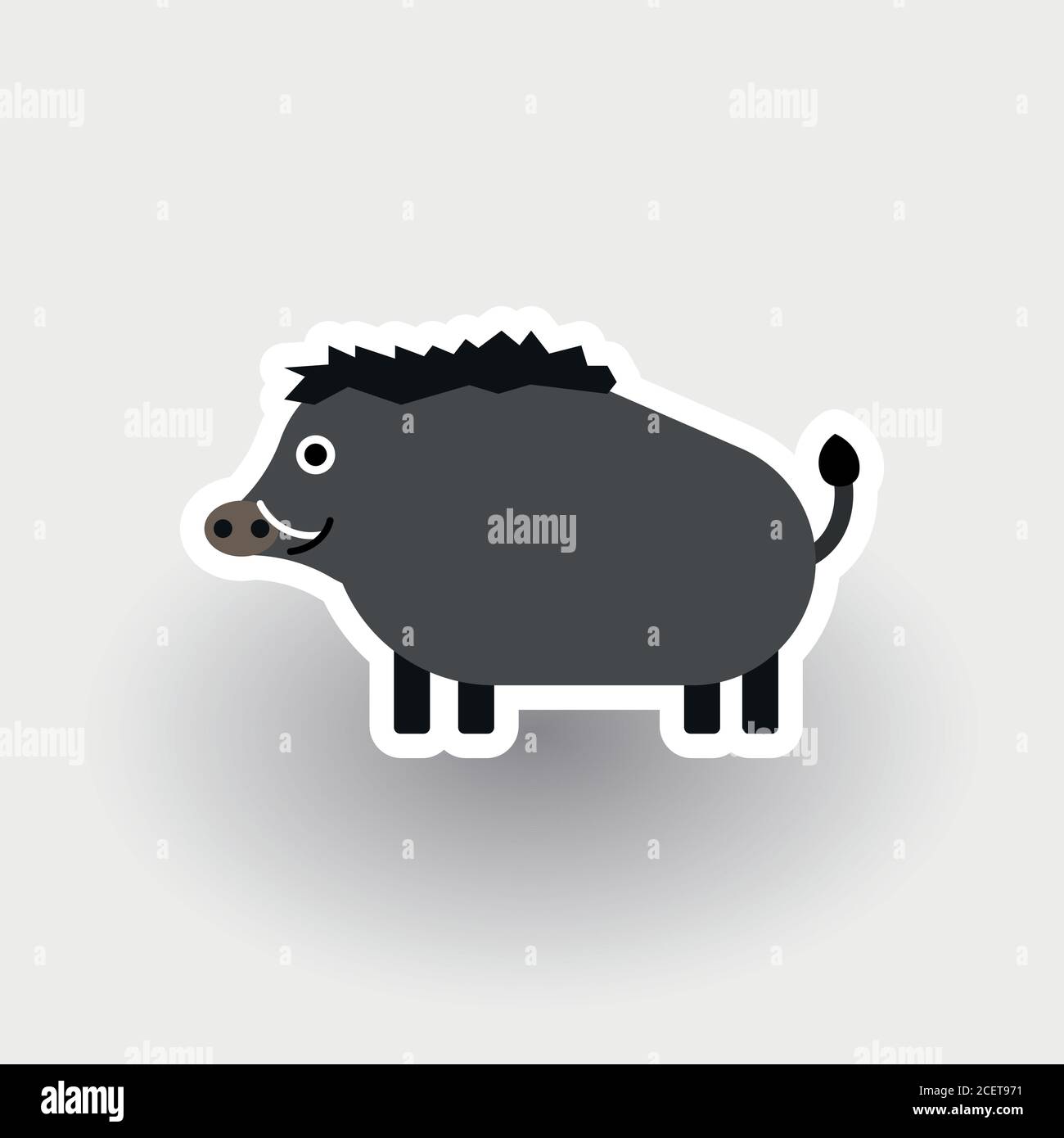 Happy Boar - funny cartoon animal. Children character. Simple vector ...