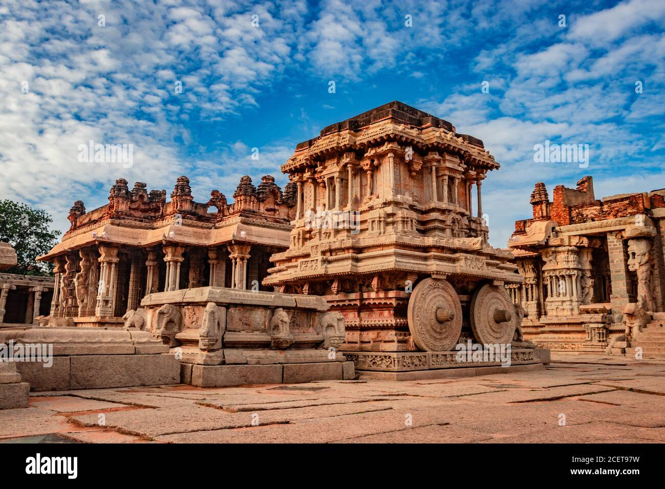 hampi stone chariot the antique stone art piece from unique angle with ...