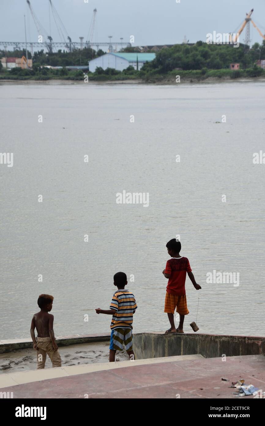 Kolkata, India. 02nd Sep, 2020. Children are playing dangerously at ...