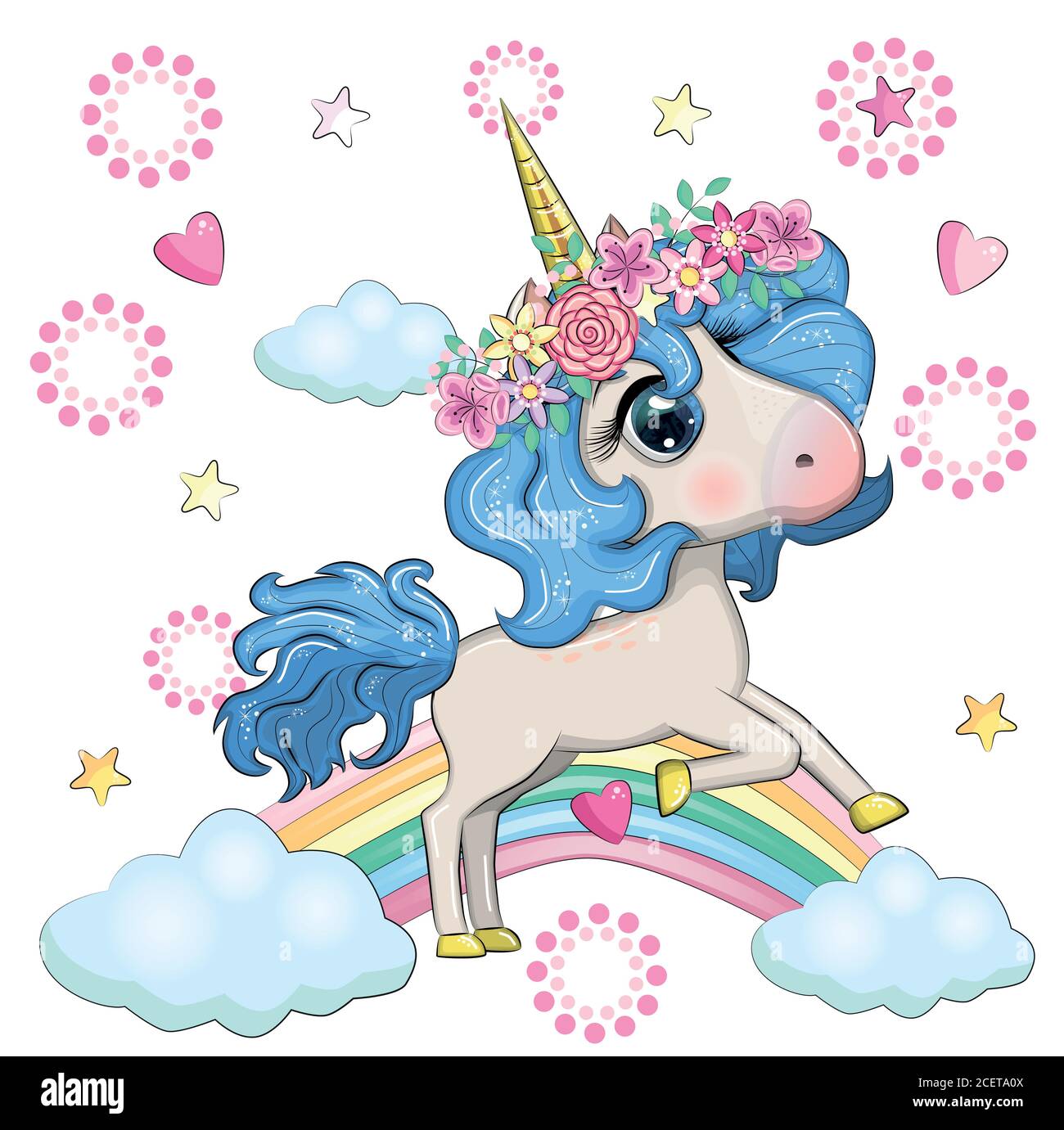 Cute magical unicorn and rainbow Stock Vector Image & Art - Alamy
