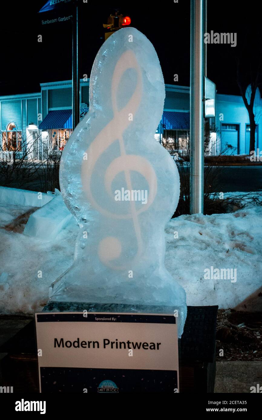 treble clef ice sculpture in Bellaire Michigan Stock Photo - Alamy