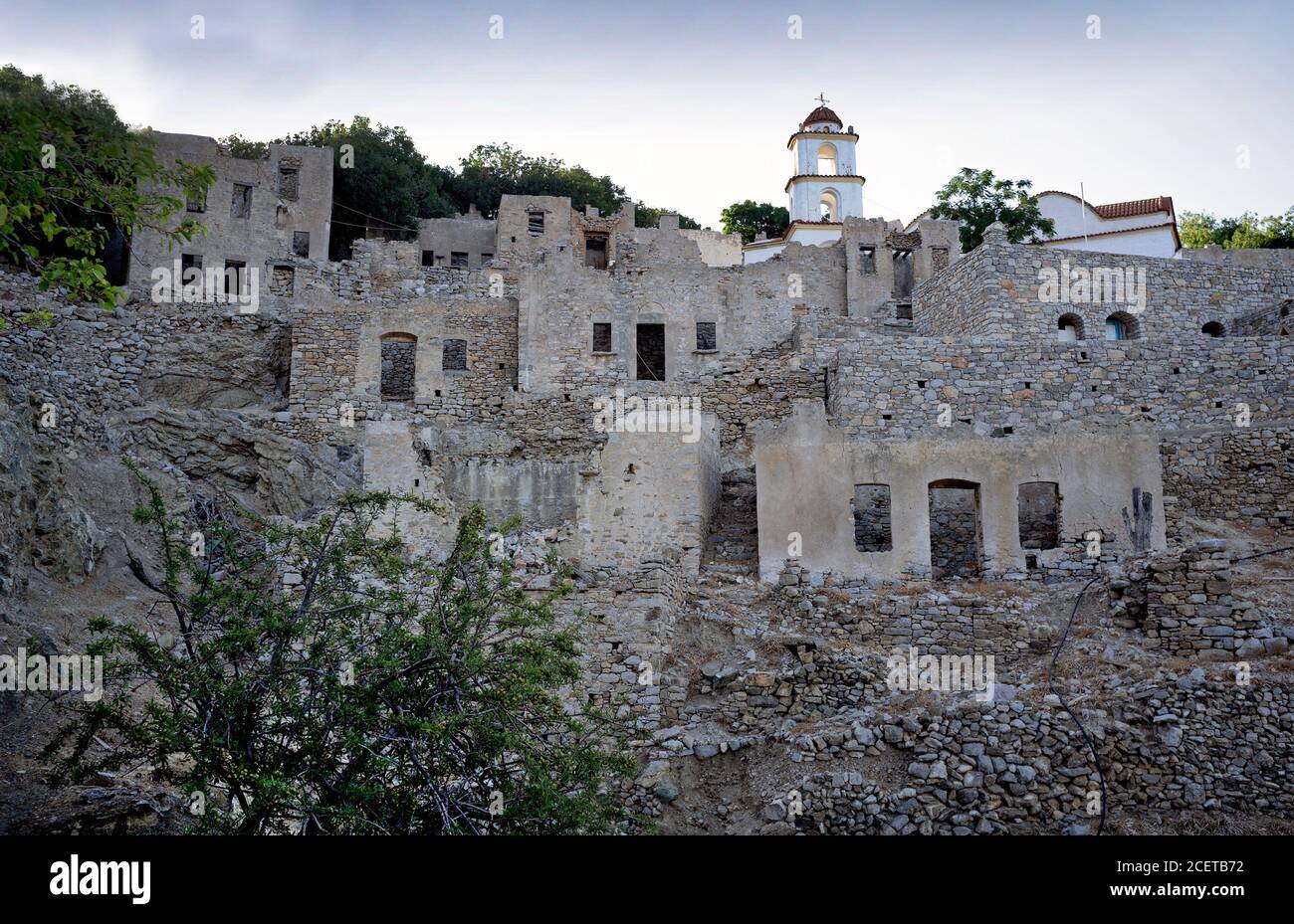 The abandoned village of Mikro Horio on the island of Tilos in Greece ...