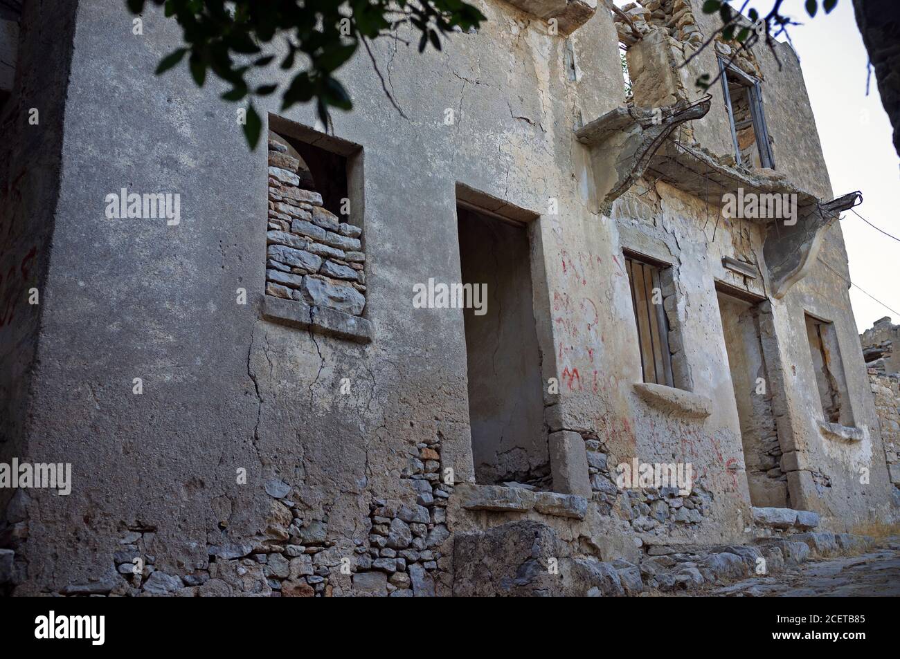 The abandoned village of Mikro Horio on the island of Tilos in Greece ...