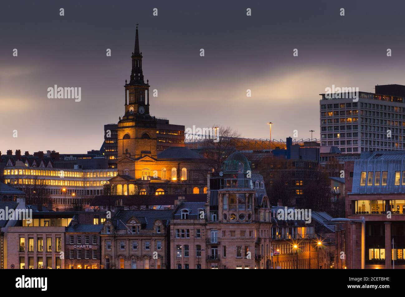 Newcastle City at night Stock Photo - Alamy