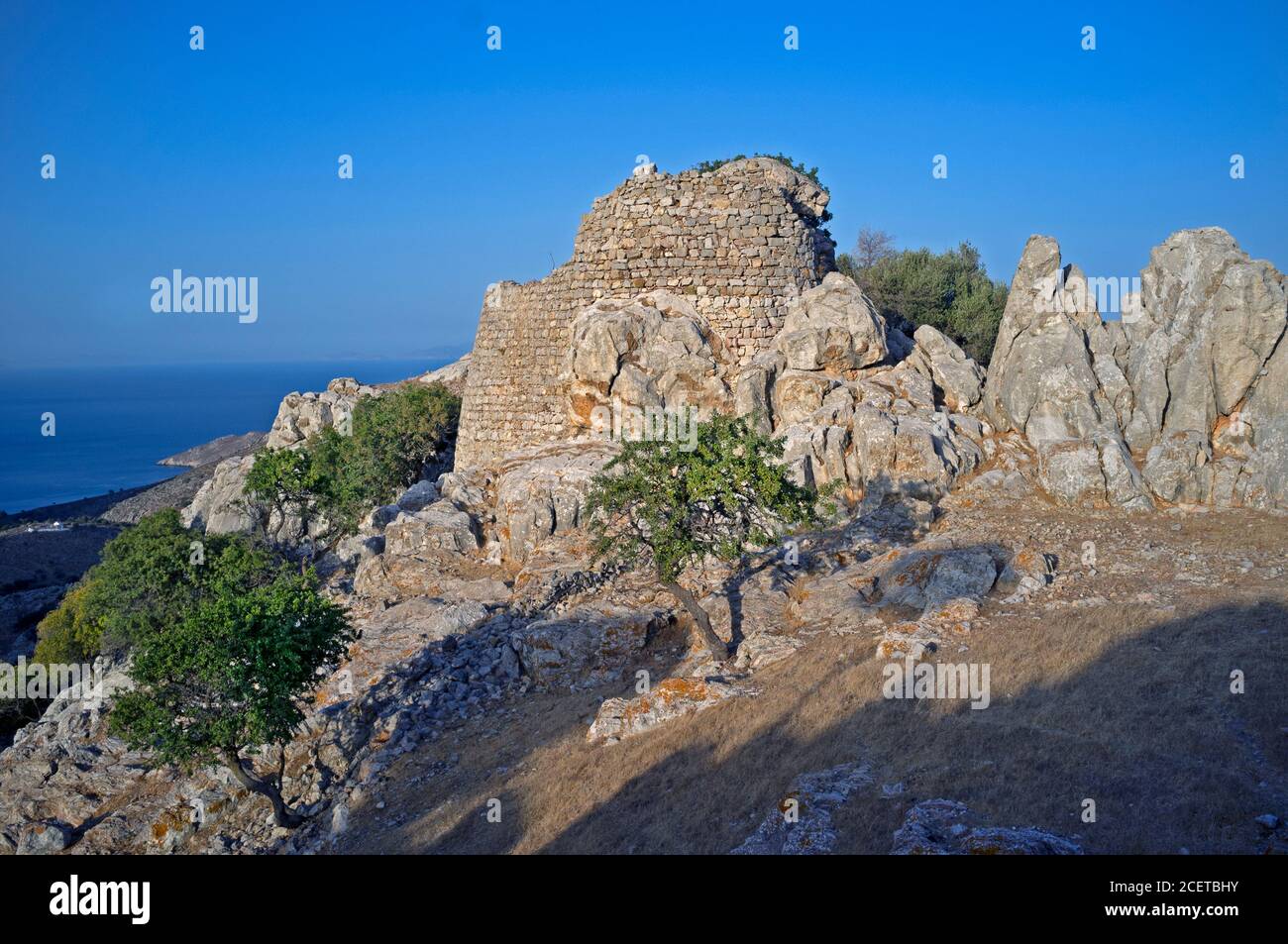 The abandoned village of Mikro Horio on the island of Tilos in Greece ...