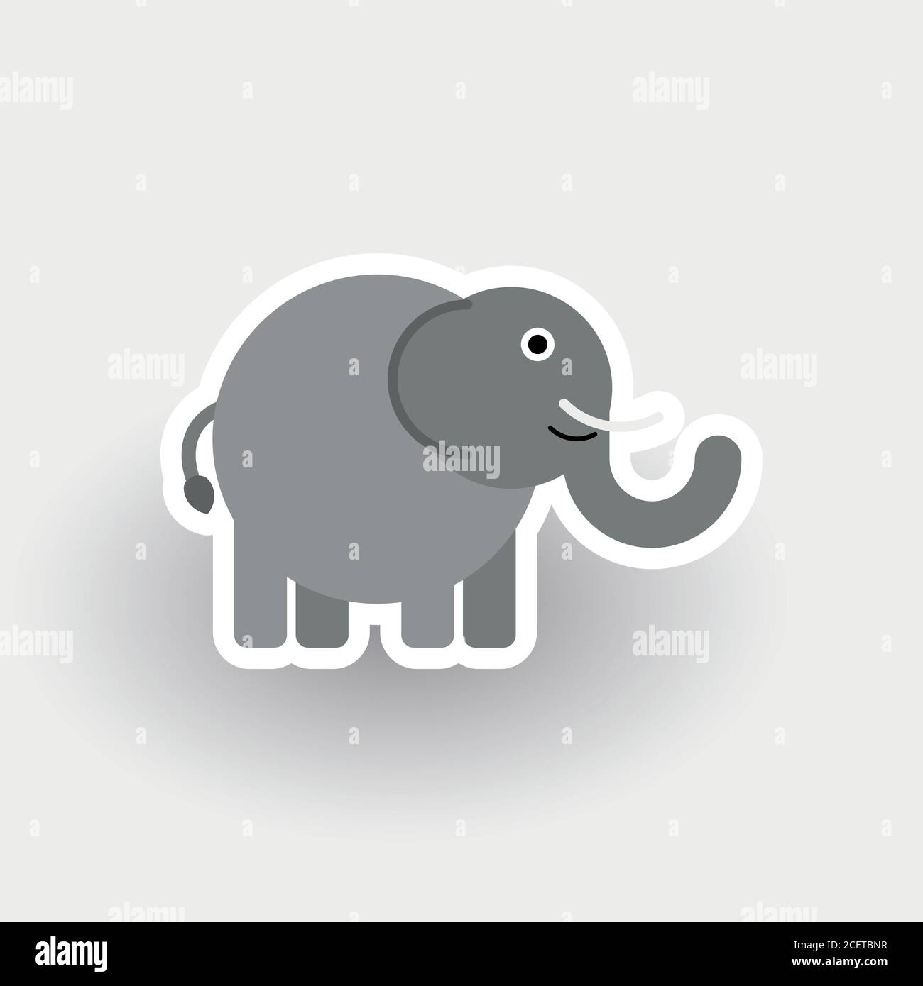 Happy Elephant - funny cartoon animal. Children character. Simple ...