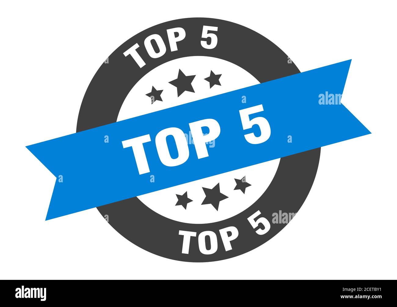 top 5 sign. round isolated sticker. ribbon tag Stock Vector Image & Art ...