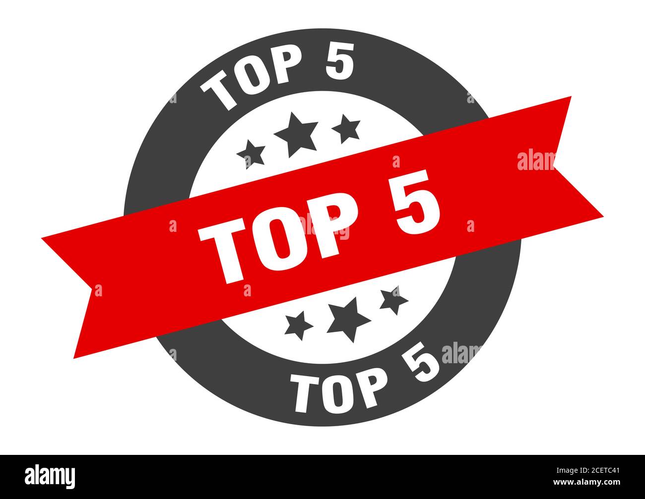 top 5 sign. round isolated sticker. ribbon tag Stock Vector Image & Art ...