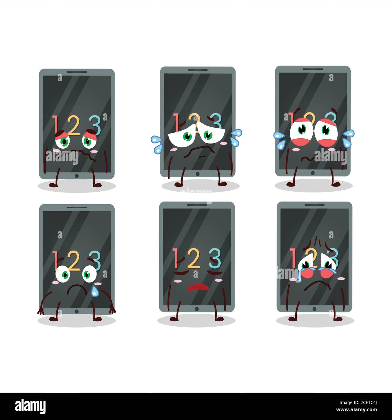 Numeric on tablet cartoon character with sad expression Stock Vector ...