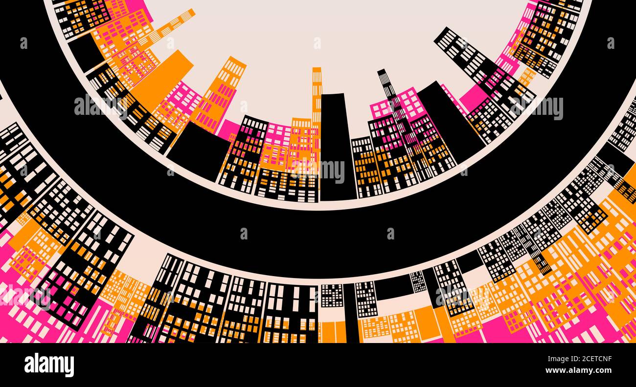 graphic urban landscape illustration Stock Photo - Alamy