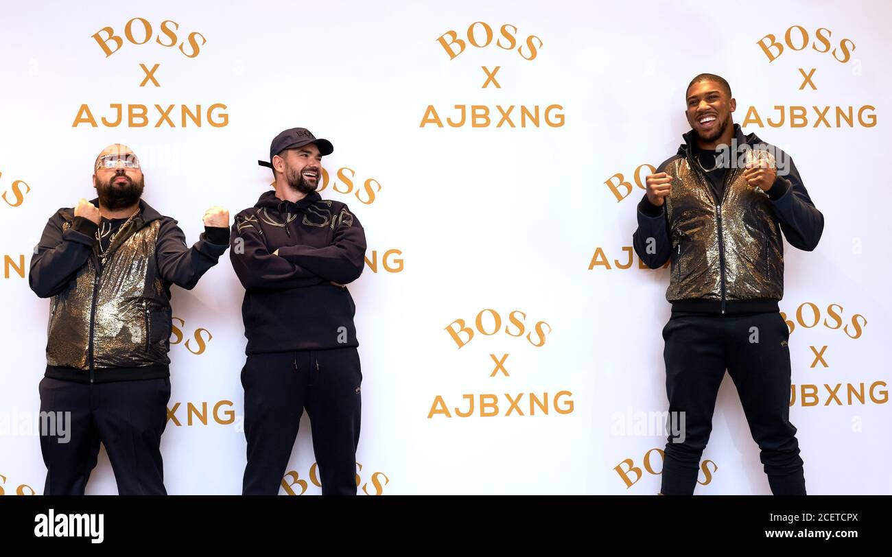 Boxer Anthony Joshua (right) with Seapa Mustafa (MC Grindah) and Asim ...