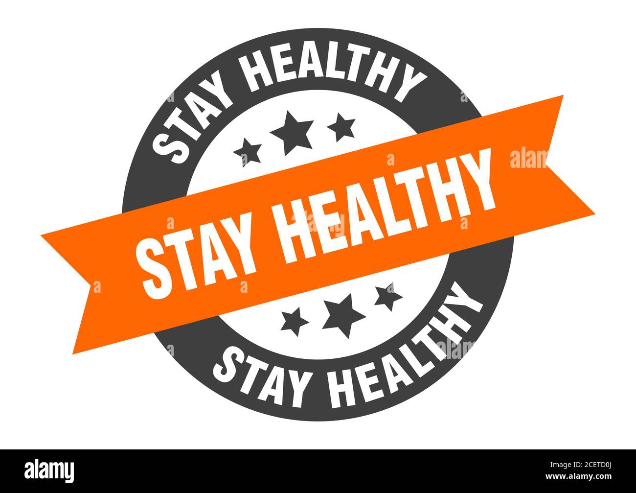 stay healthy sign. round isolated sticker. ribbon tag Stock Vector ...