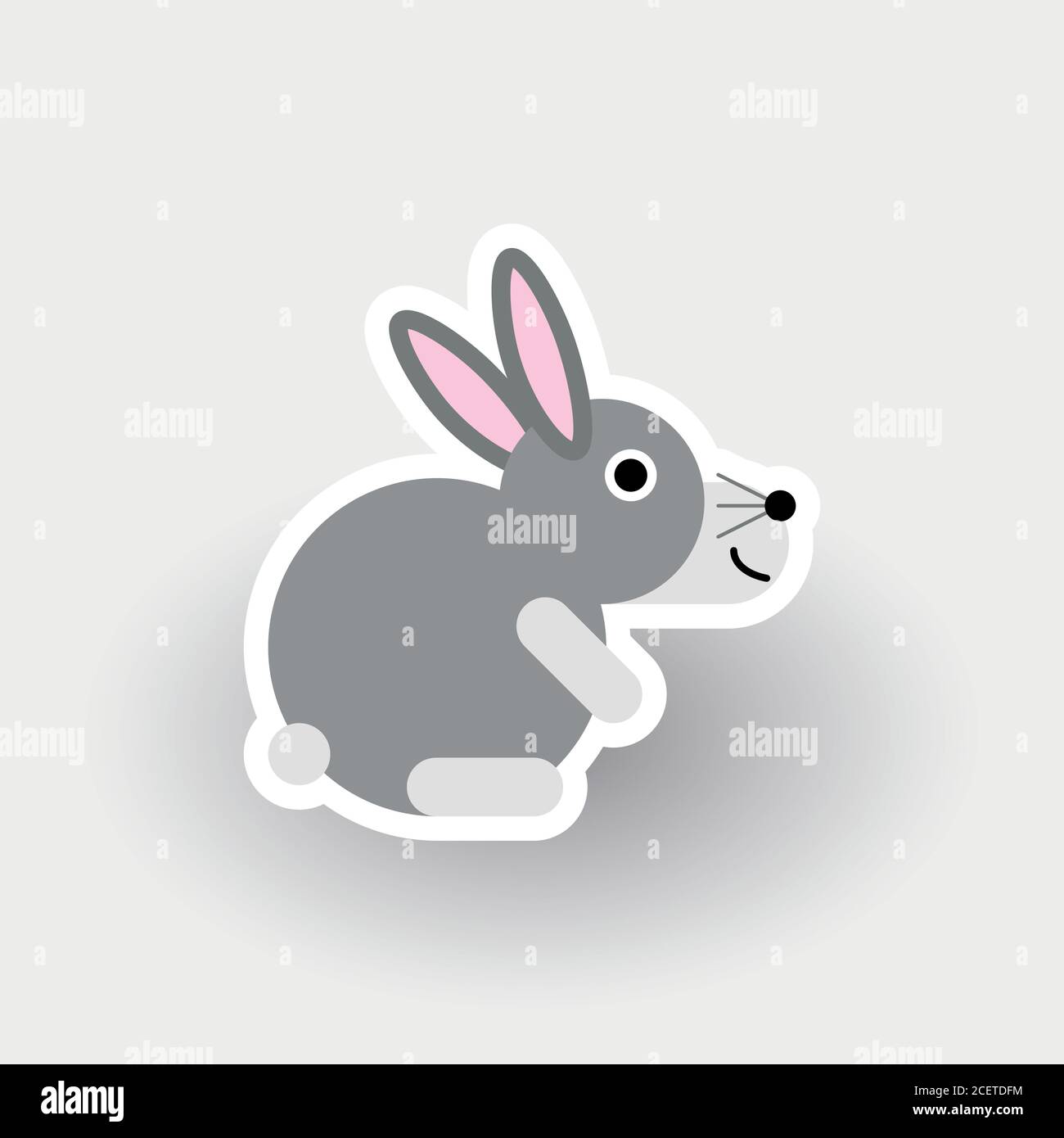 Happy Rabbit - funny cartoon animal. Children character. Simple vector ...