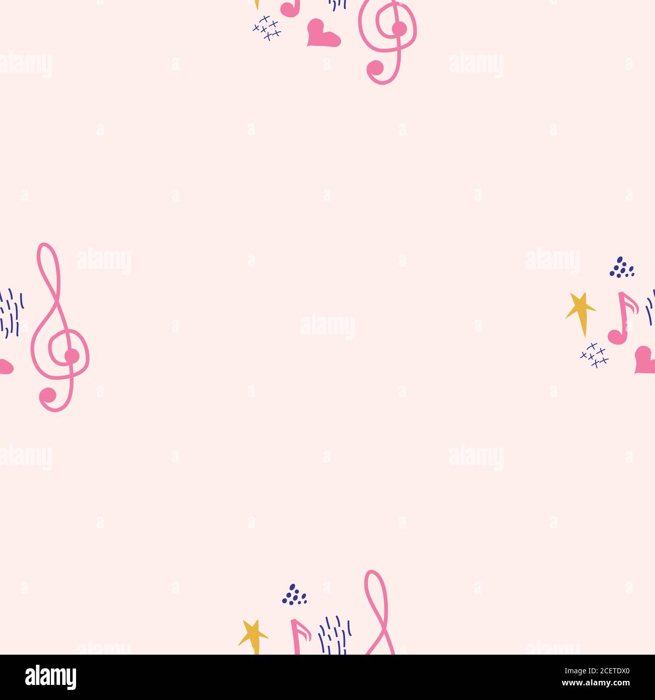 Pink, blue pastel texture with musical notes and a treble clef ...