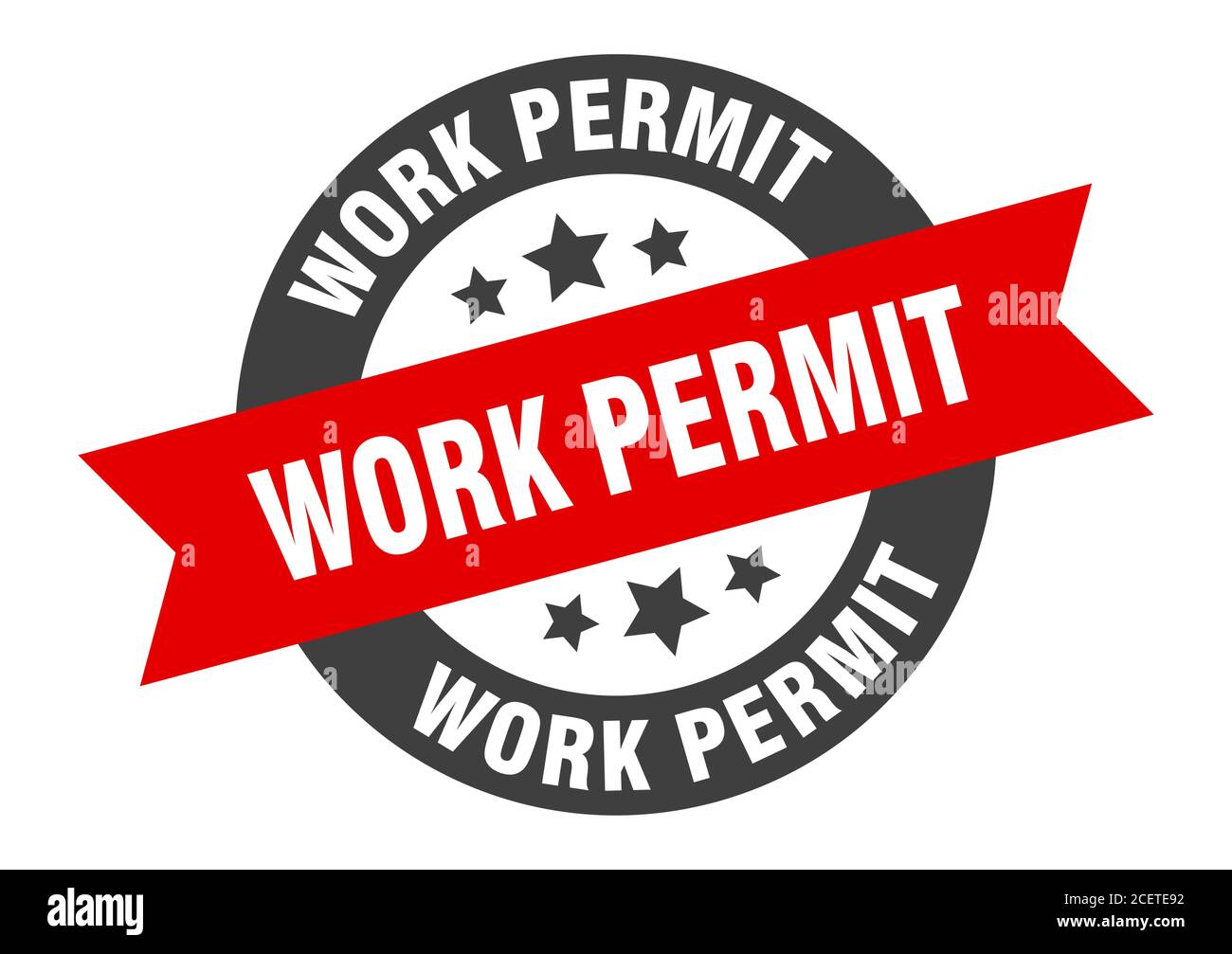 work permit sign. round isolated sticker. ribbon tag Stock Vector Image ...