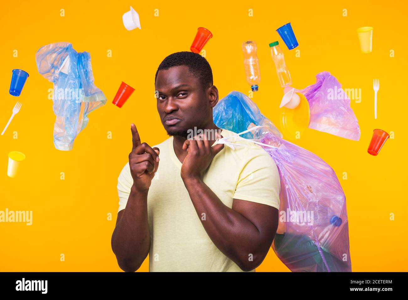 Problem of trash, plastic recycling, pollution and environmental ...