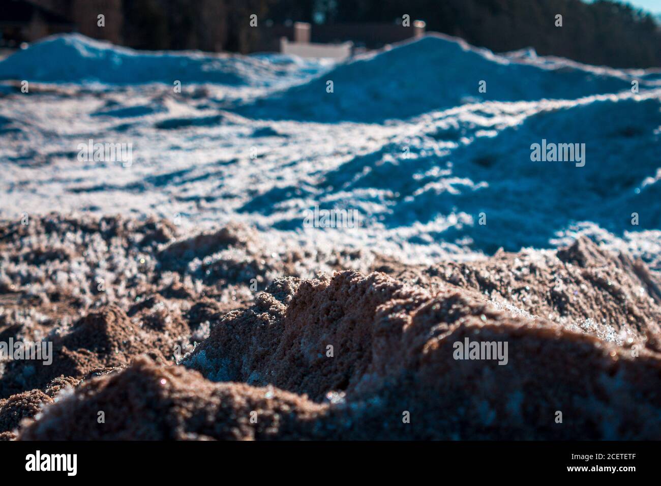 Sand frozen over at the beach in Charlevoix Michigan Stock Photo - Alamy