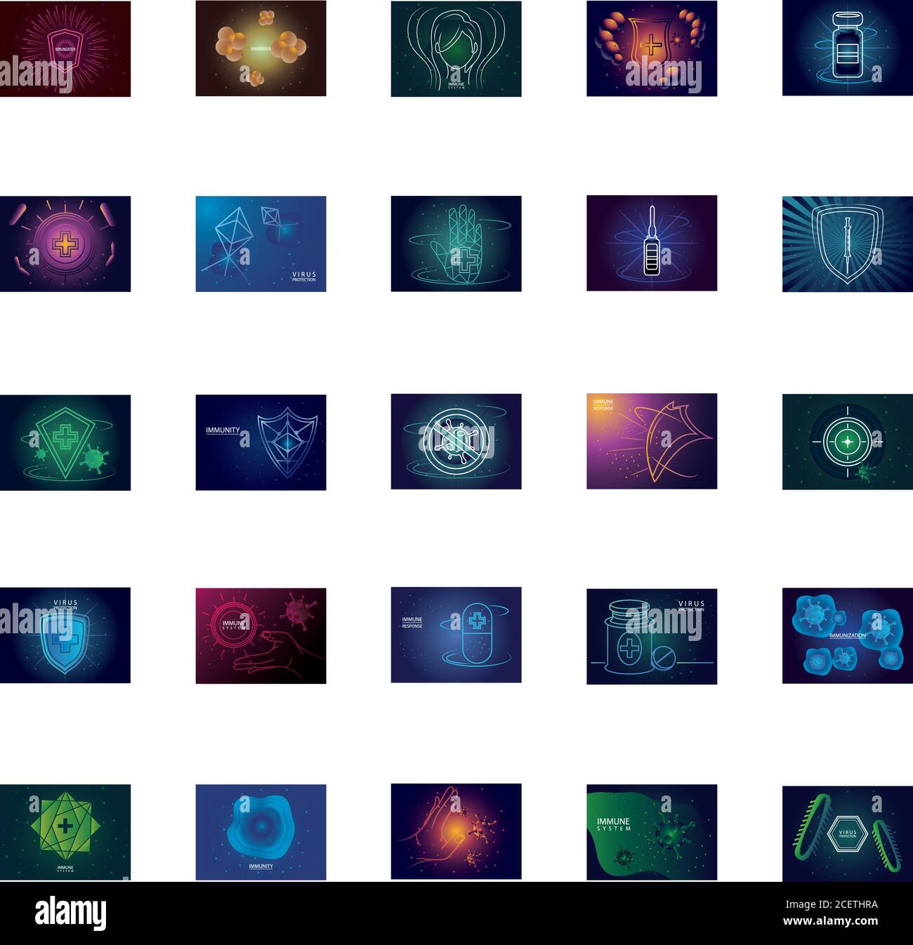 immunity icon set, shield protecting from viruses vector illustration ...