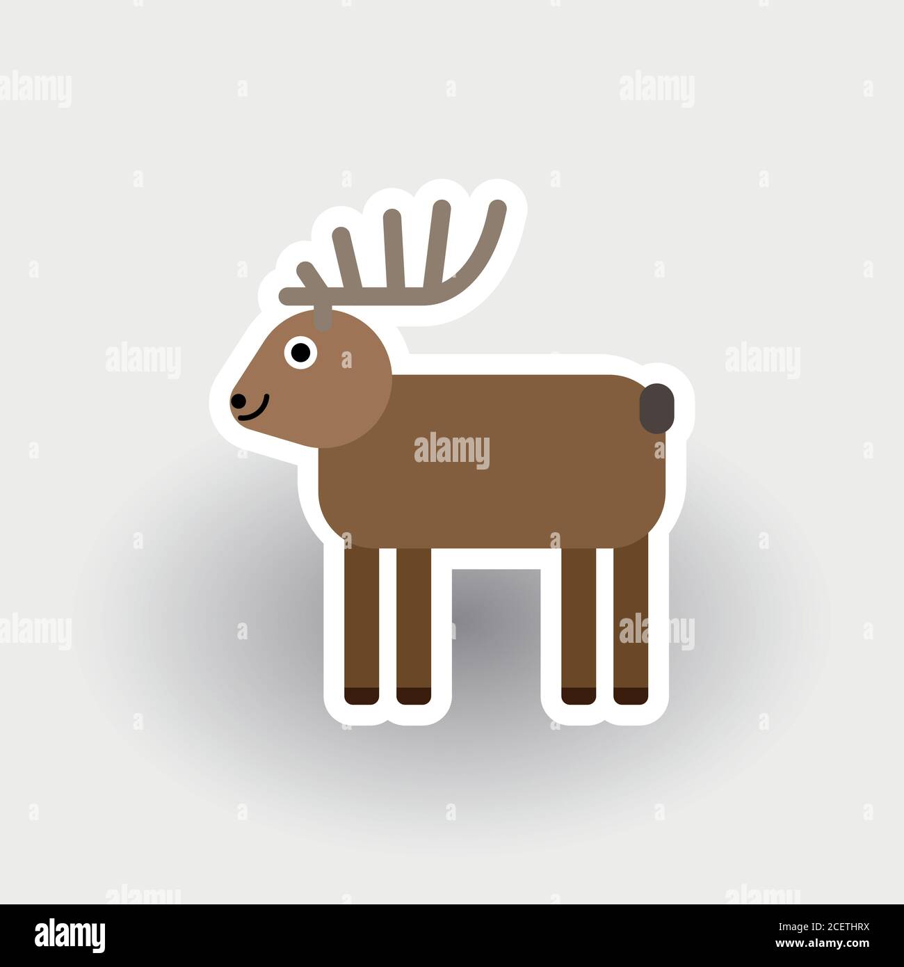 Happy Deer - funny cartoon animal. Children character. Simple vector ...