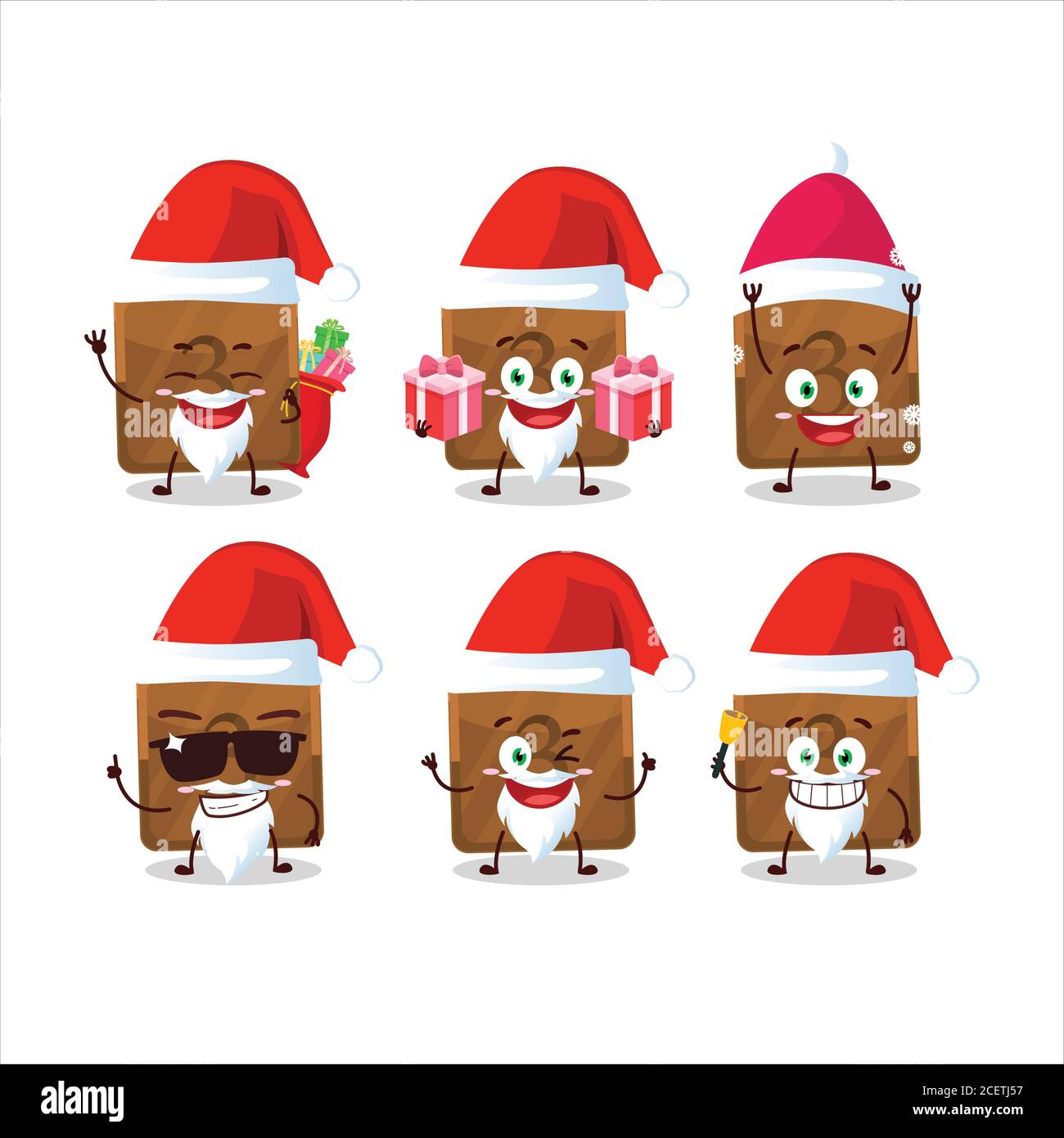 Santa Claus emoticons with third first button cartoon character Stock ...