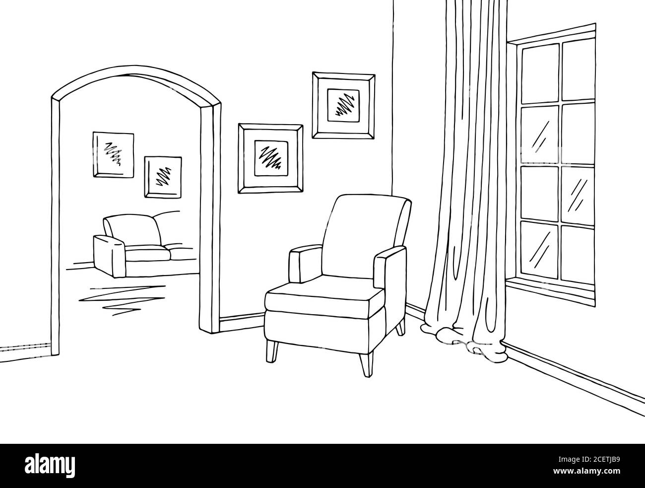 Interior corridor with arch Stock Vector Images - Alamy