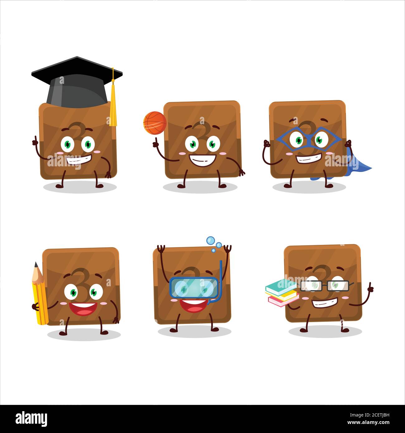 School student of third first button cartoon character with various ...