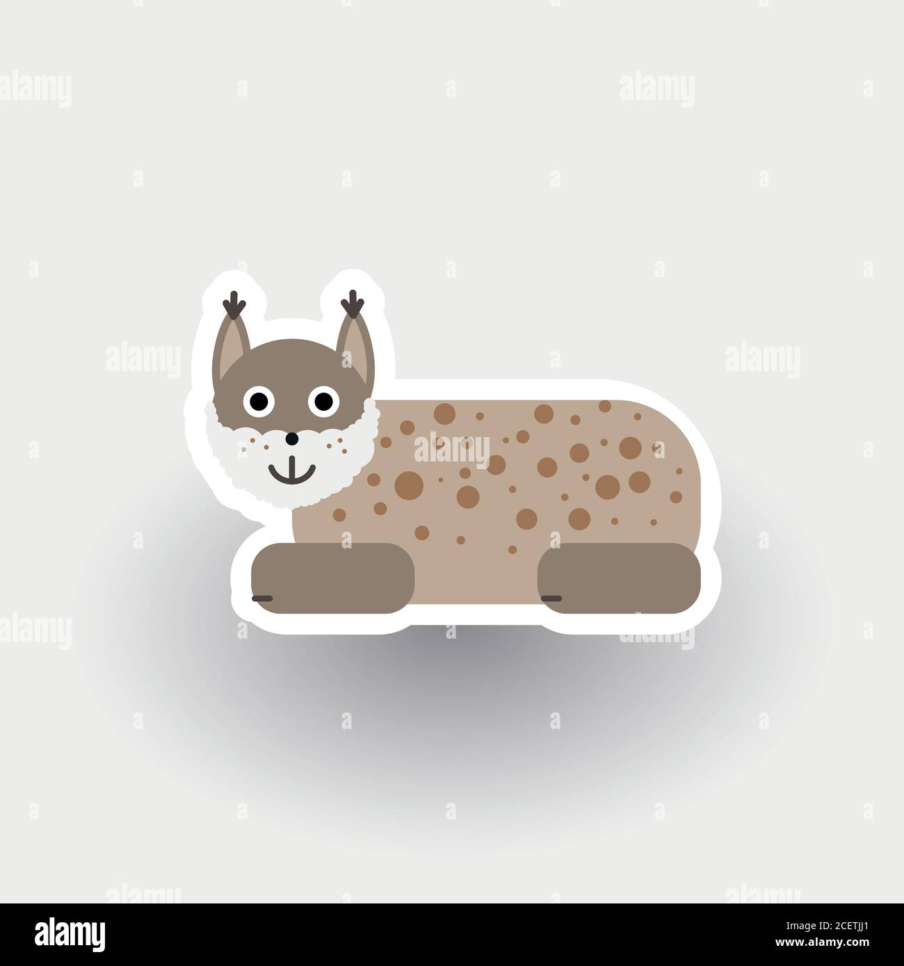 Happy Lynx - funny cartoon animal. Children character. Simple vector ...