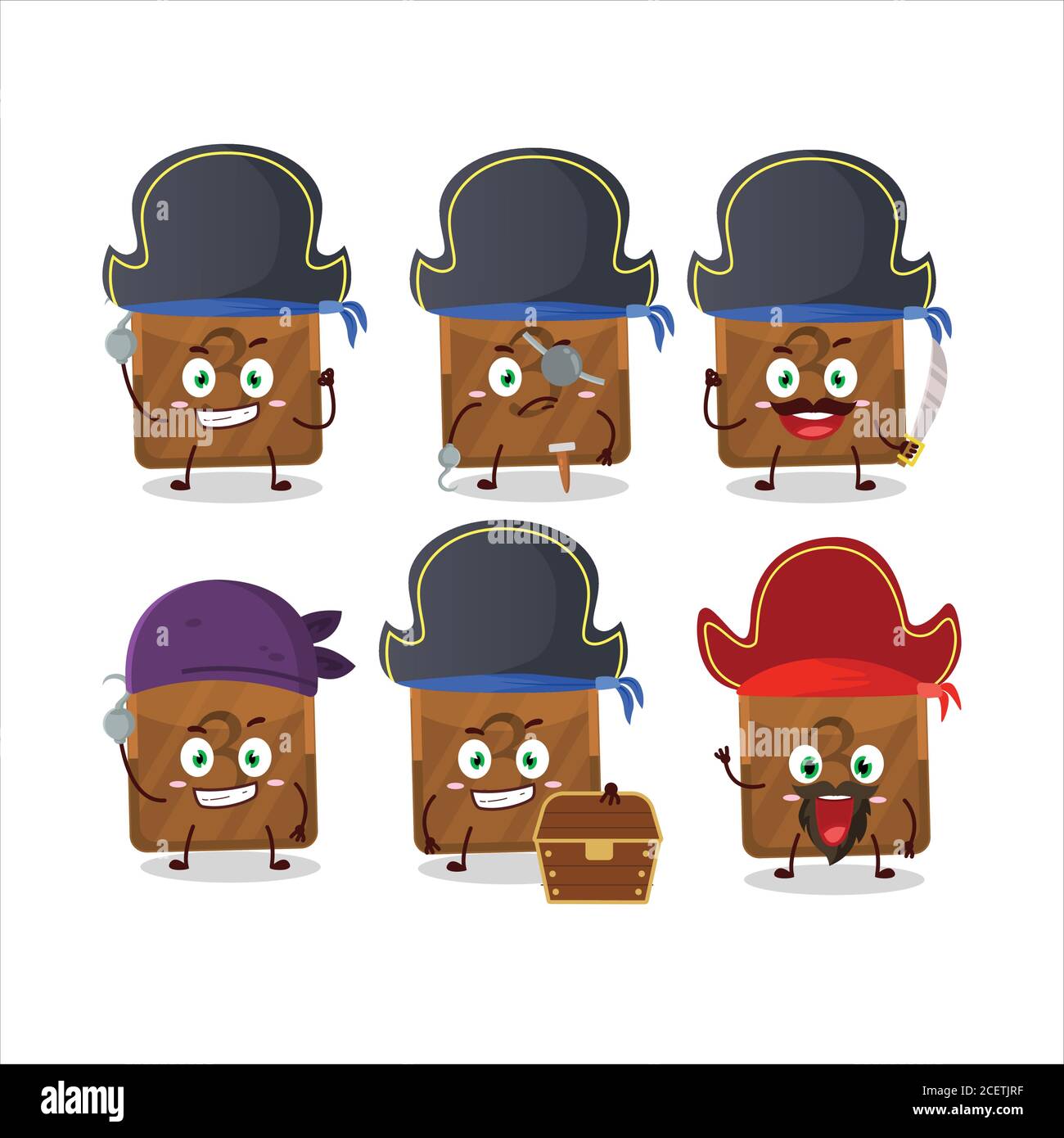 Cartoon character of third first button with various pirates emoticons ...