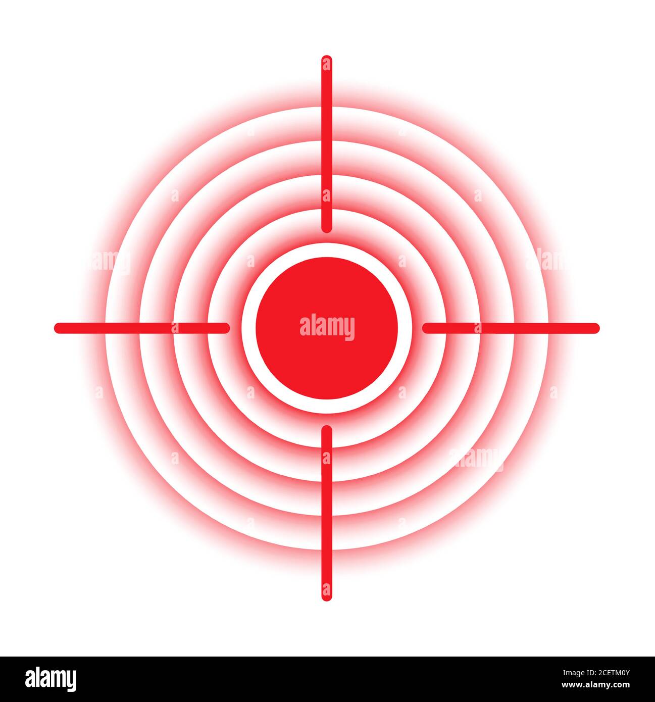 Target, pain localization red circle vector icon. Round, ache symbol ...