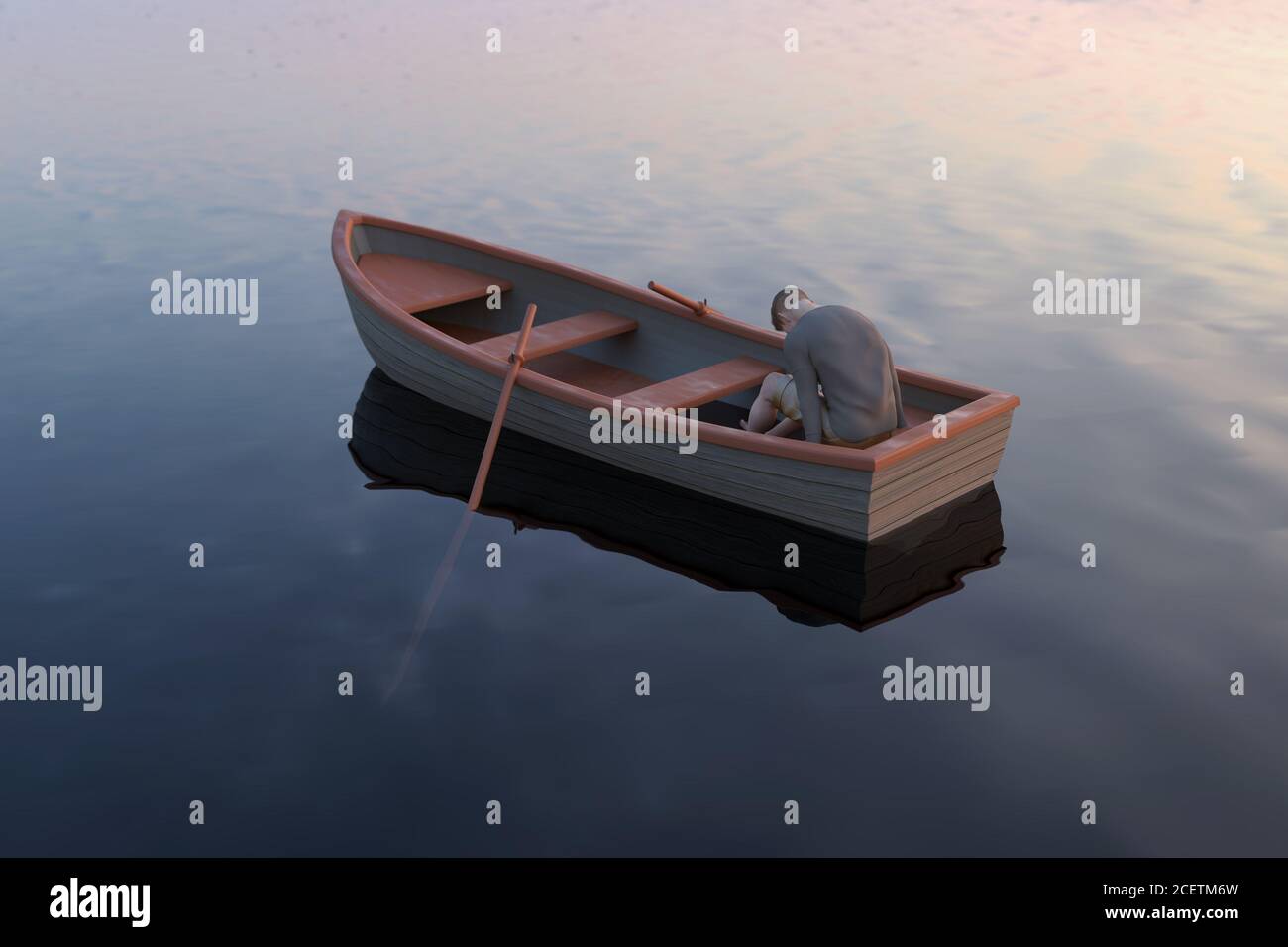 lost man in boat Stock Photo - Alamy