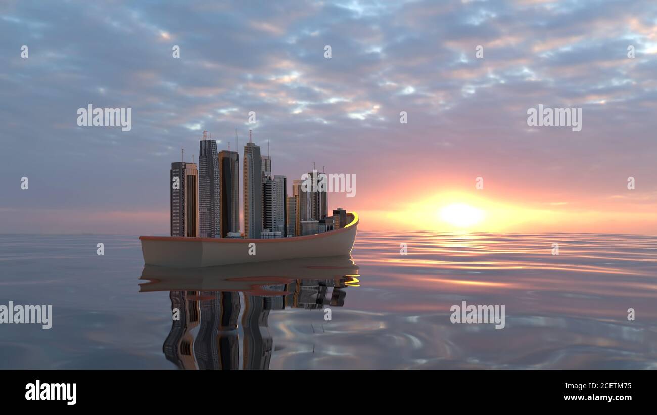 the city is float in a boat Stock Photo - Alamy