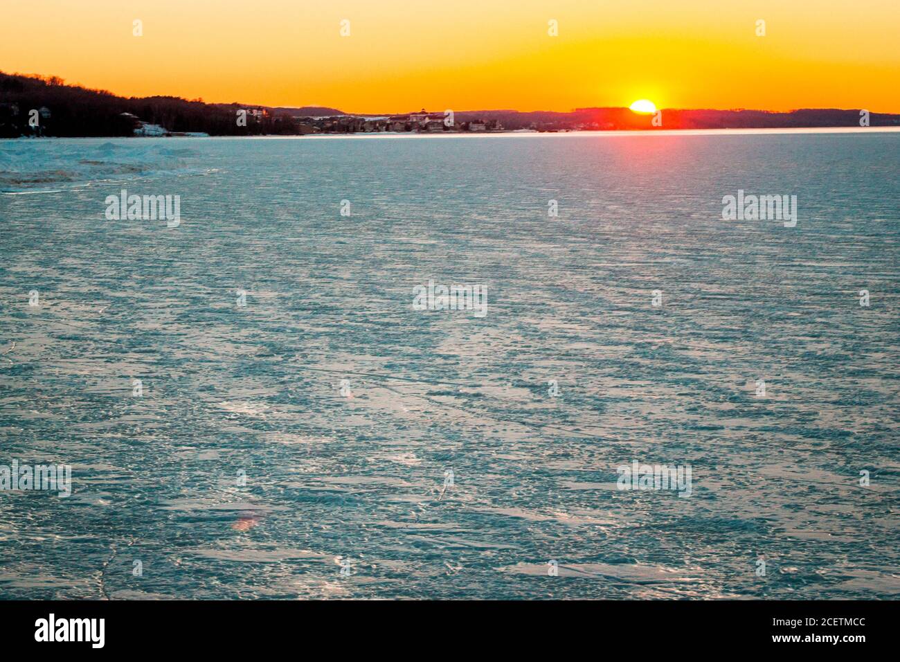 Lake Michigan ice sheets along Petoskey Michigans beach Stock Photo - Alamy