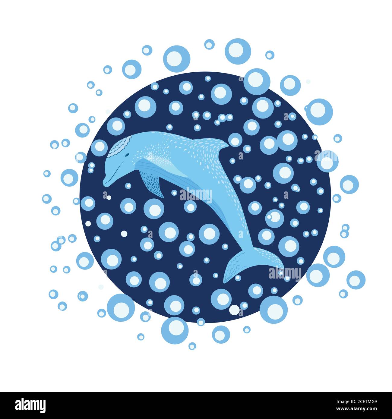 dolphin and marine elements isolated on a white background Stock Vector ...