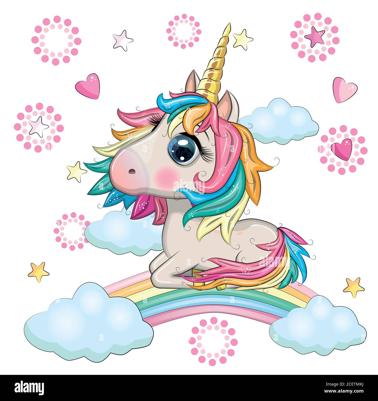Cute magical unicorn and rainbow Stock Vector Image & Art - Alamy