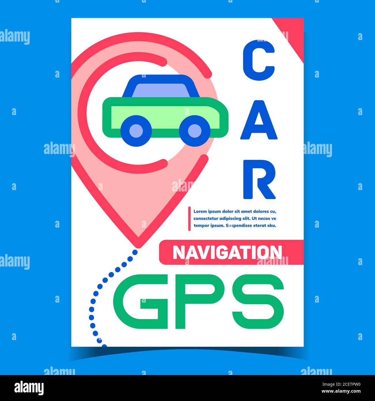 Car Gps Navigation Creative Promo Banner Vector Stock Vector Image ...
