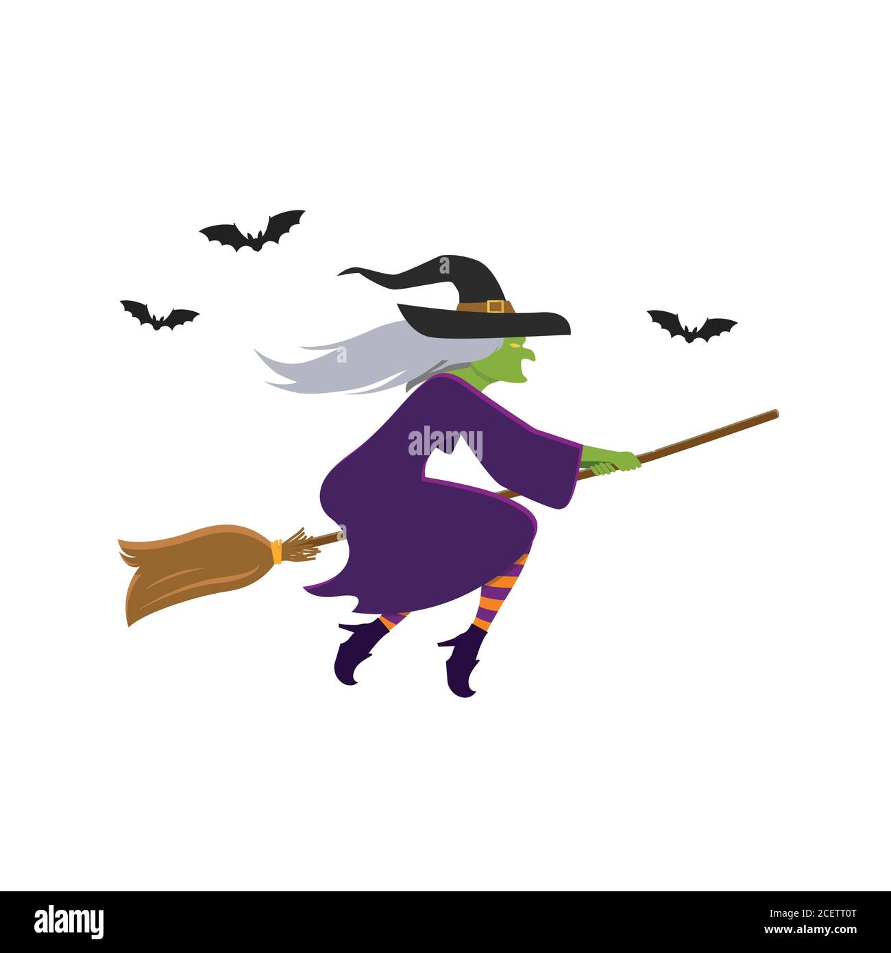 Witch flying on broomstick. Vector illustration Stock Vector Image ...