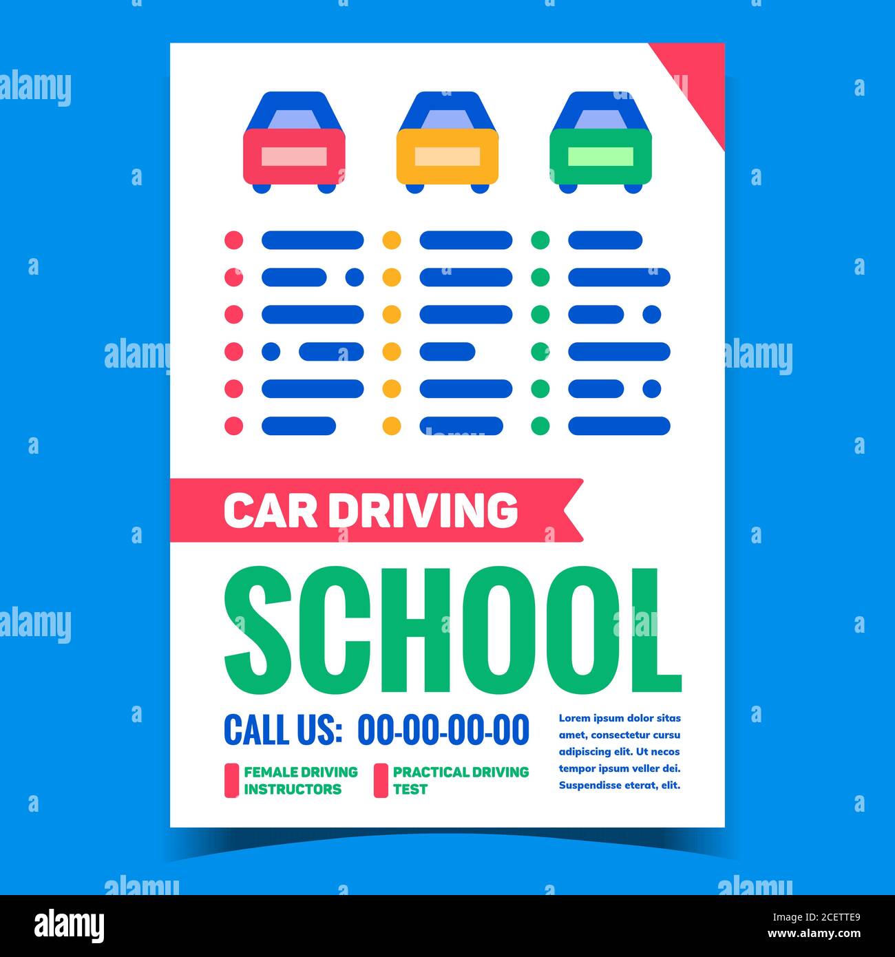 Car Driving School Creative Promo Banner Vector Stock Vector Image ...
