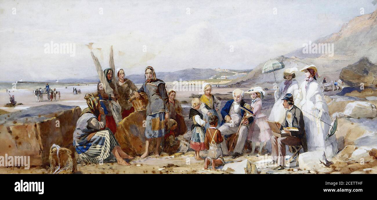 Absolon John - Artist Sketching on the Beach - British School - 19th ...