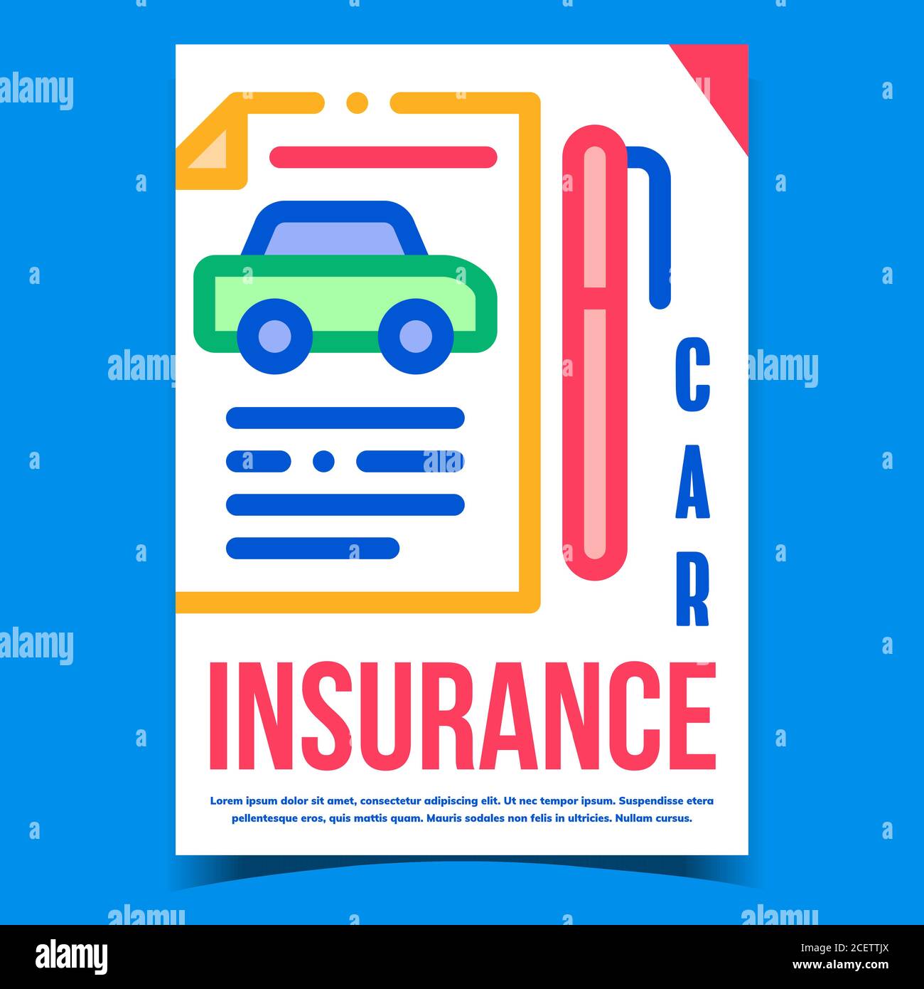 Car Insurance Creative Advertising Poster Vector Stock Vector Image ...