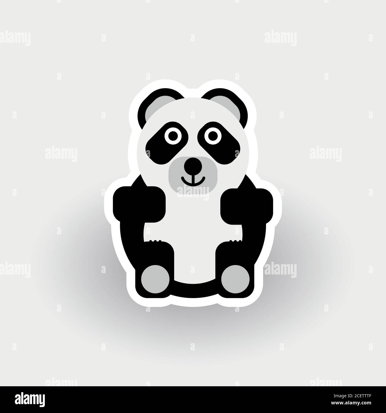 Happy Panda - funny cartoon animal. Children character. Simple vector ...