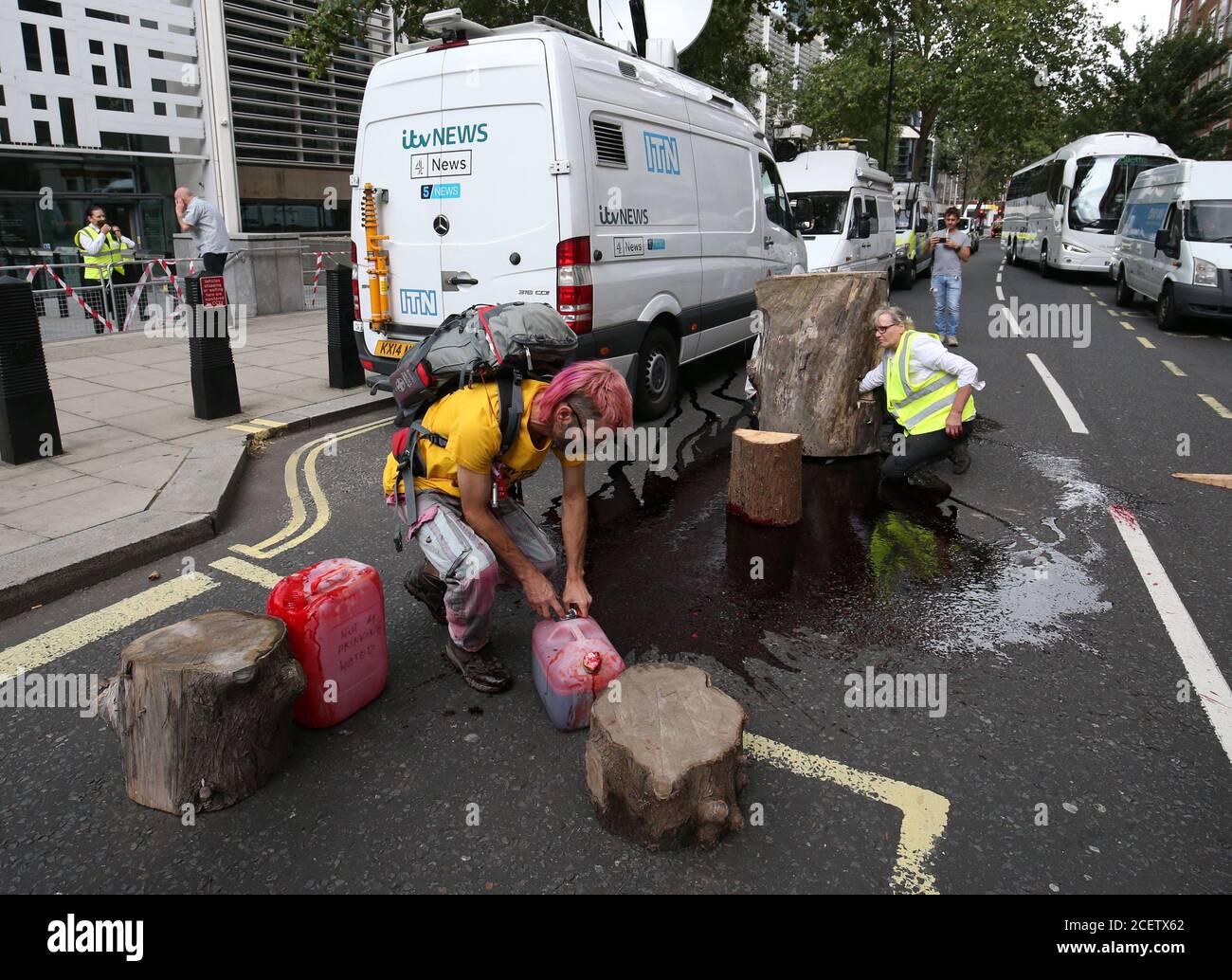 Poured fake blood over road hi-res stock photography and images - Alamy
