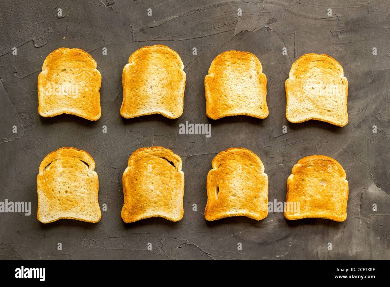 Pattern of toast bread slices. Layout of food, overhead view Stock ...