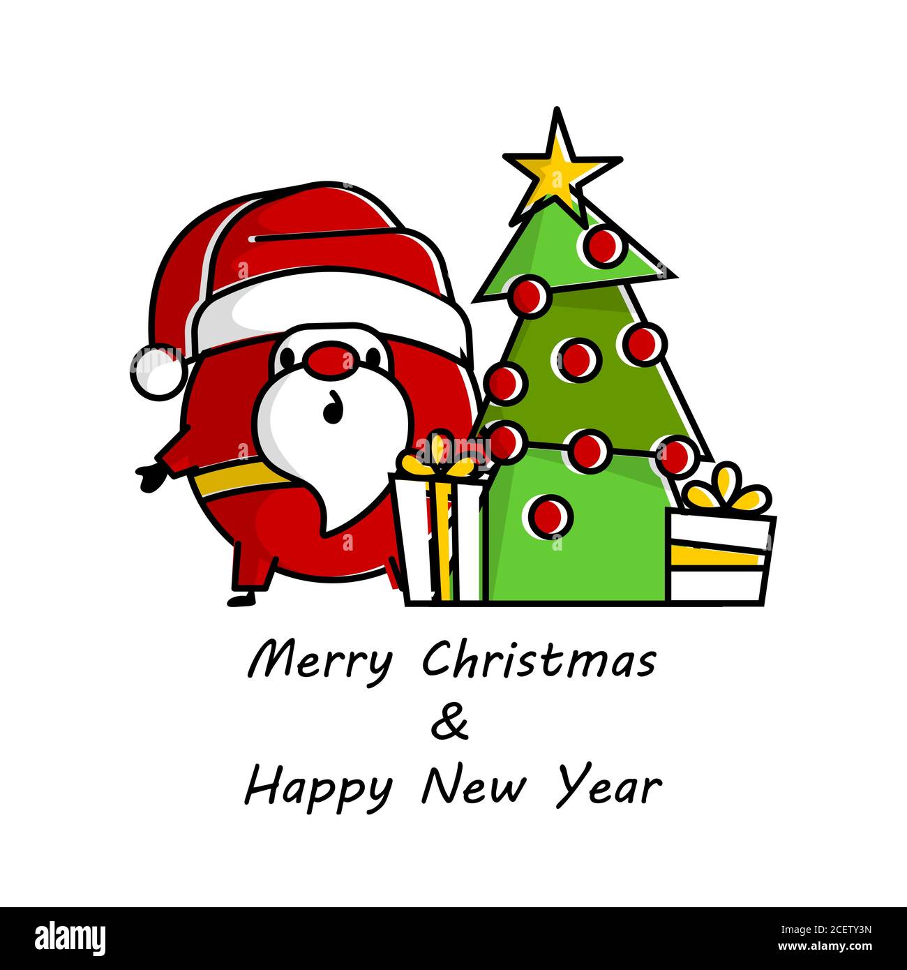 Christmas greeting card funny santa claus tree Stock Vector Images - Alamy