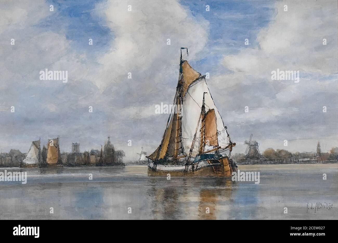 Aldridge Frederick James - Dutch River Scene - British School - 19th ...