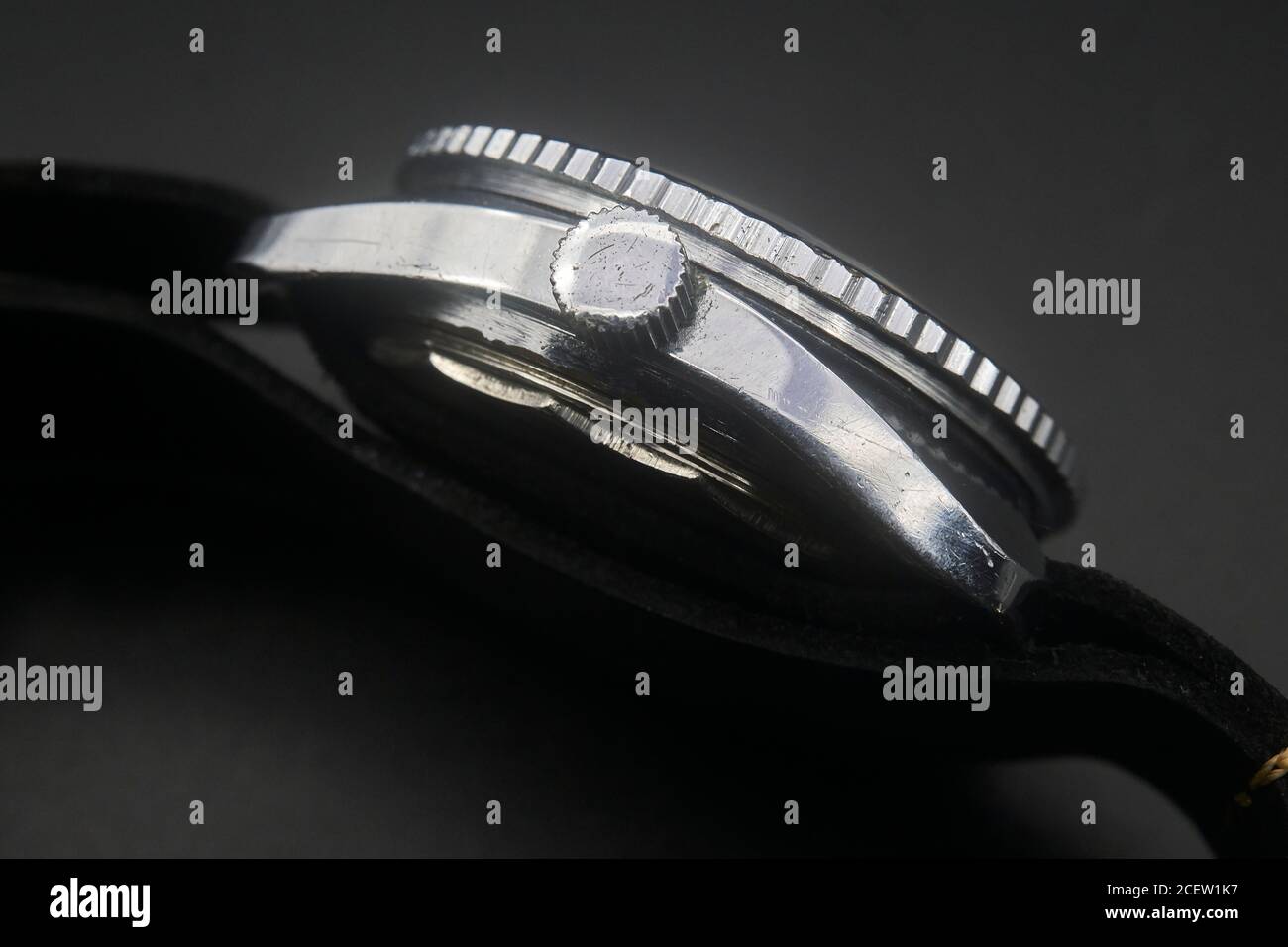 close up detailed images of an OSCO dive watch from the 1960's Stock ...