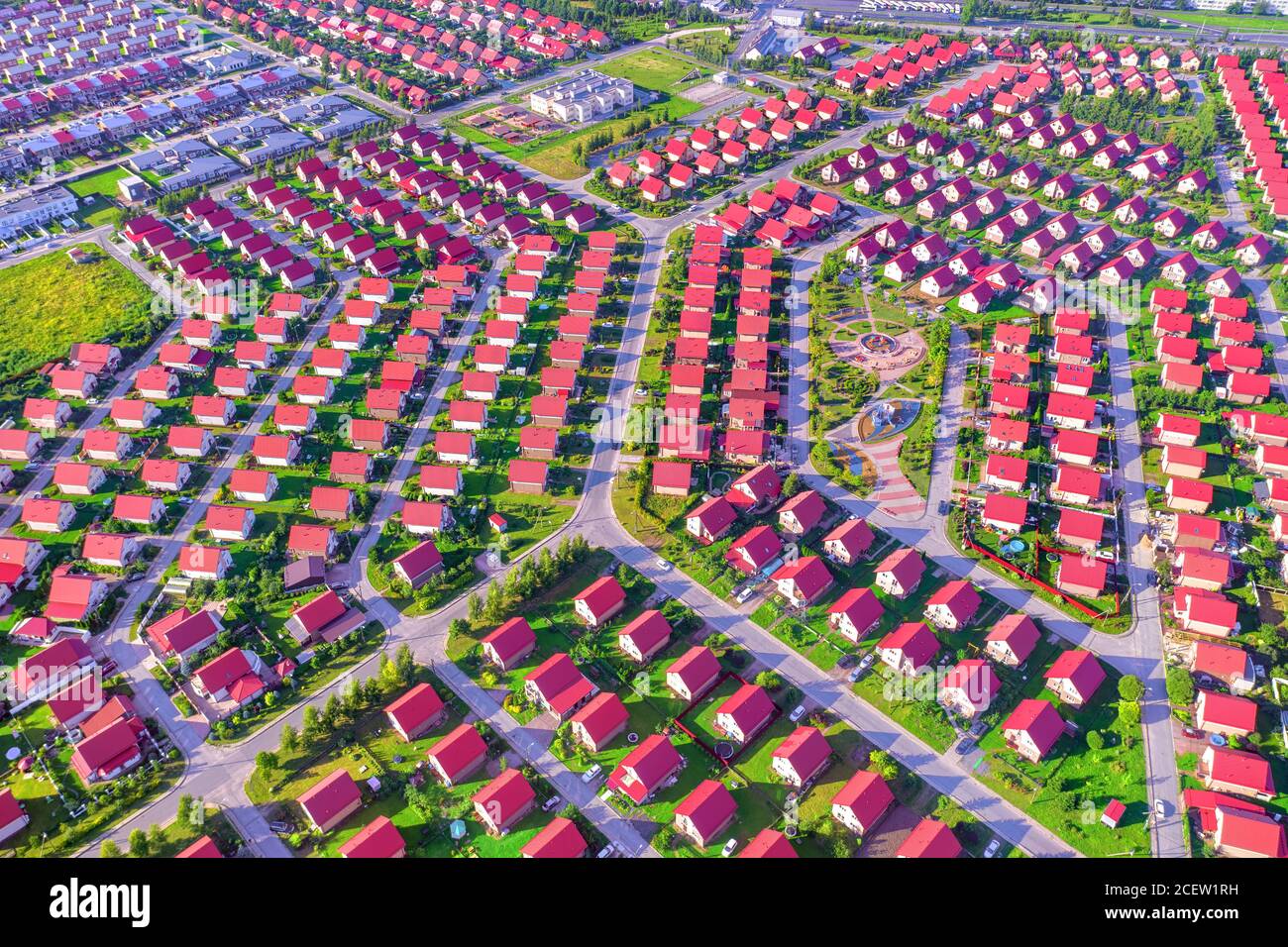 Housing in large suburban area aerial panoramic view Stock Photo - Alamy