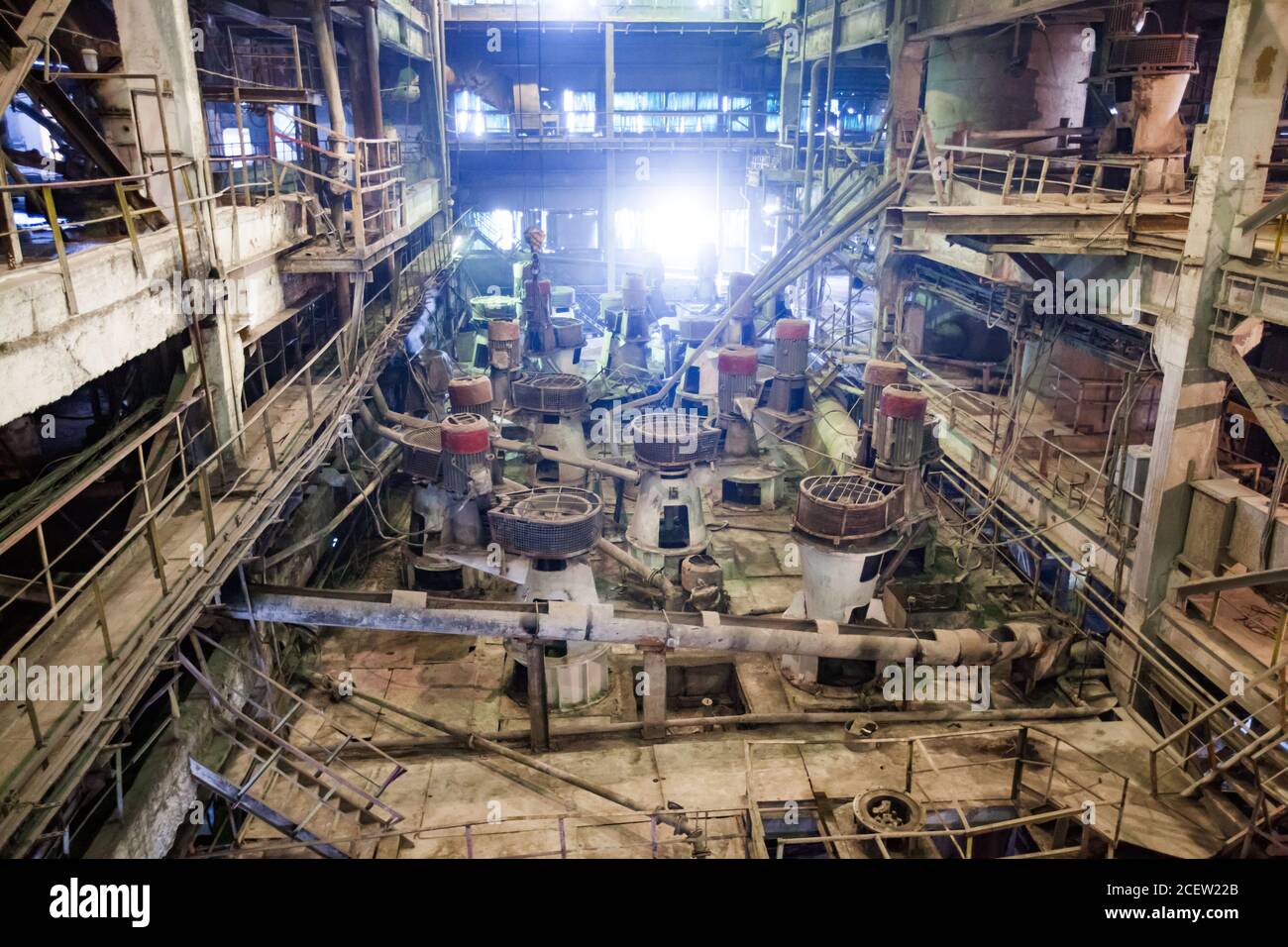 Pumping station in sulphuric acid workshop. Phosphoric fertilizers ...